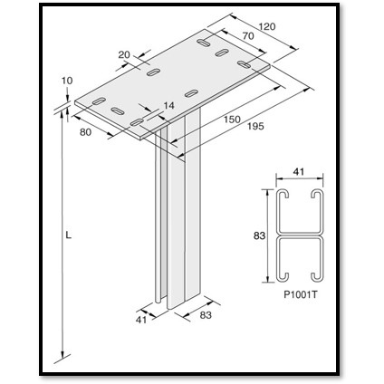Unistrut HBH Plain 83 x 41mm Back to Back (Double) Vertical Supports ...