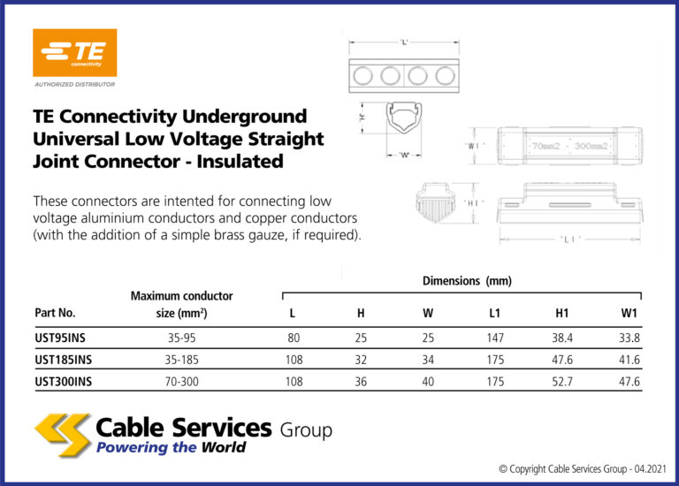 TE Connectivity UST Underground Universal Low Voltage Straight Joint ...