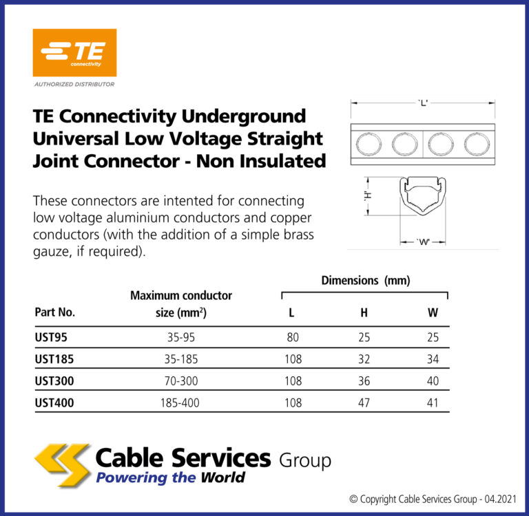 TE Connectivity UST Underground Universal Low Voltage Straight Joint ...