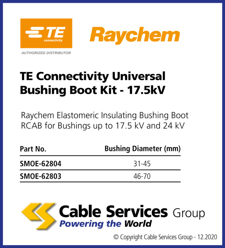 TE Connectivity Universal Bushing Boot Kit - 17.5kV - Cable Services