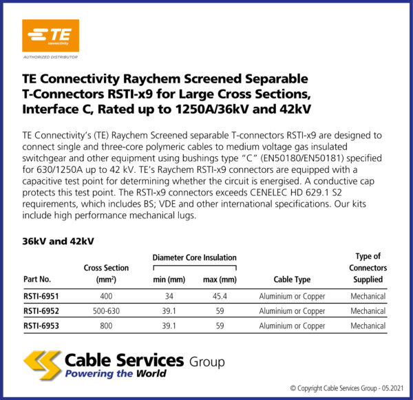 TE Connectivity Raychem Screened Separable T-Connectors RSTI-x9 for ...
