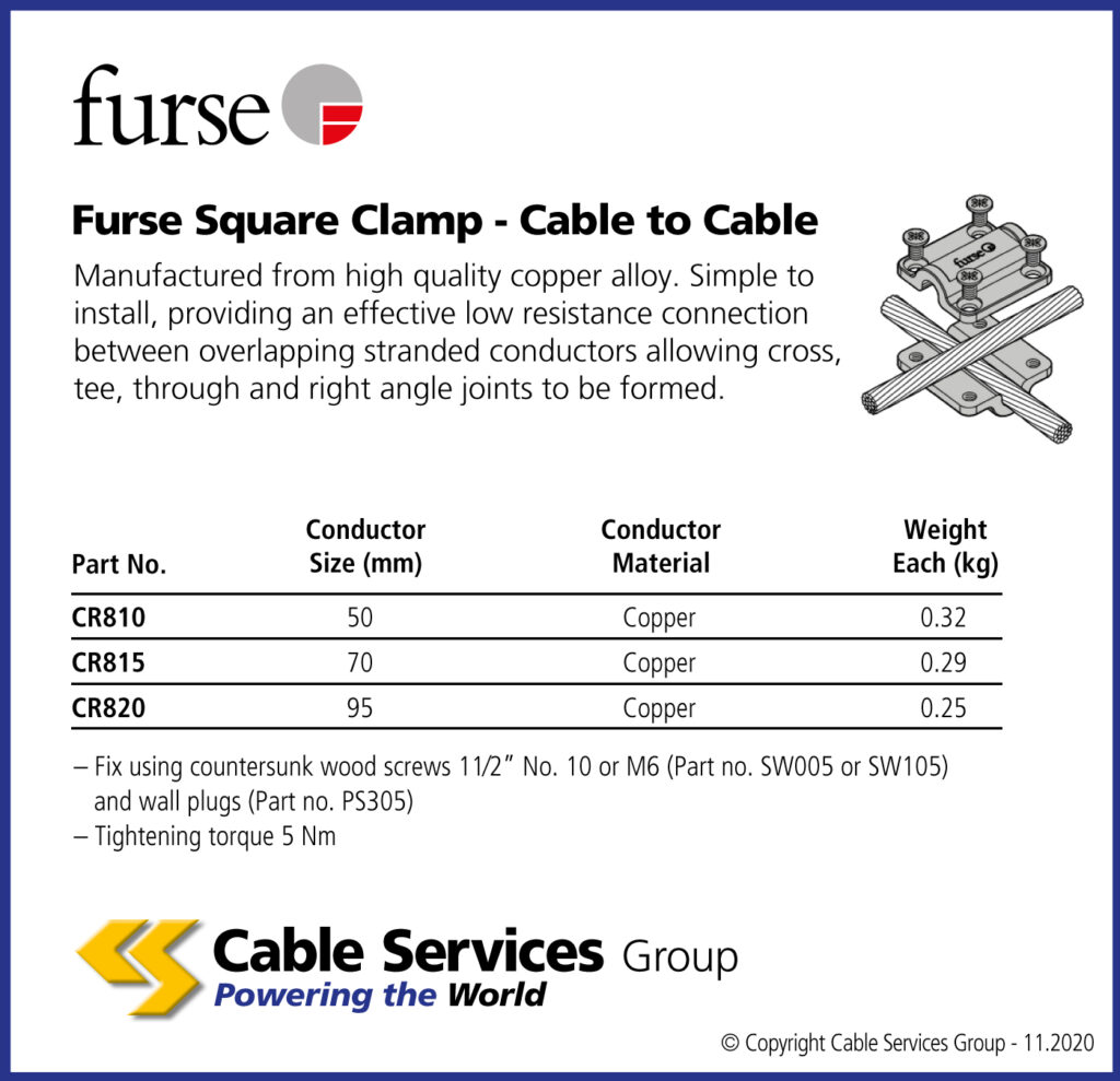 Furse Square Clamp - Cable to Cable - Cable Services