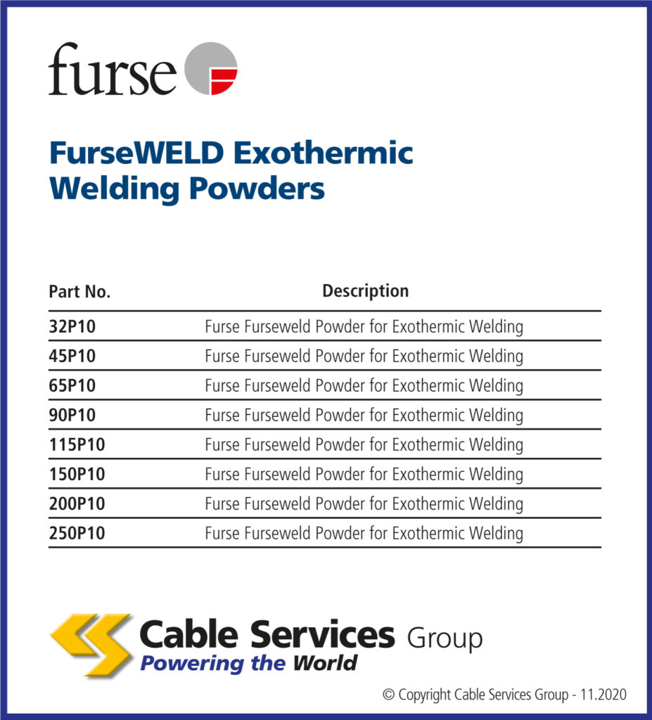 FurseWELD Exothermic Welding Powders - Cable Services