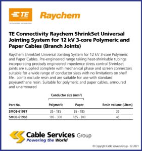 TE Connectivity Raychem ShrinkSet Universal Jointing System for 12 kV 3 ...