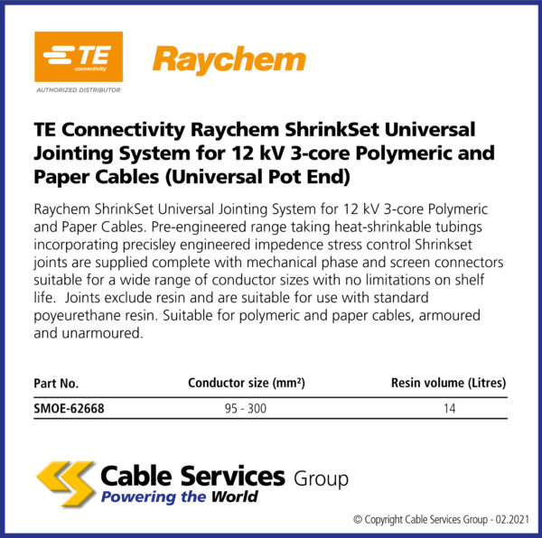 TE Connectivity Raychem ShrinkSet Universal Jointing System for 12 kV 3 ...