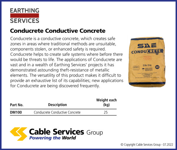 Earthing Services Conducrete Conductive Concrete - Cable Services