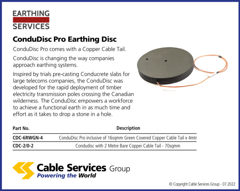 Earthing Services Condudisc Pro Earthing Disc - Cable Services