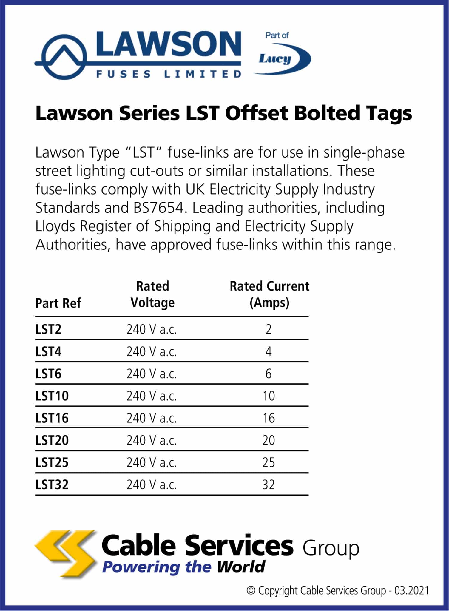 Bolted Tags | Lawson Series LST Offset Bolted Tags