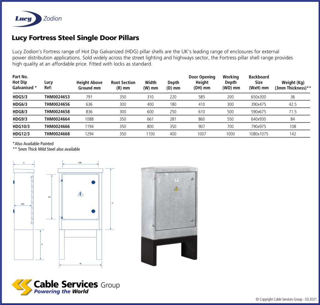 Steel Single Door Pillars | Lucy Zodion | Cable Services