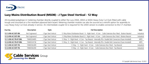 Lucy Mains Distribution Board (MSDB) - J Type Steel Vertical - 12 Way ...