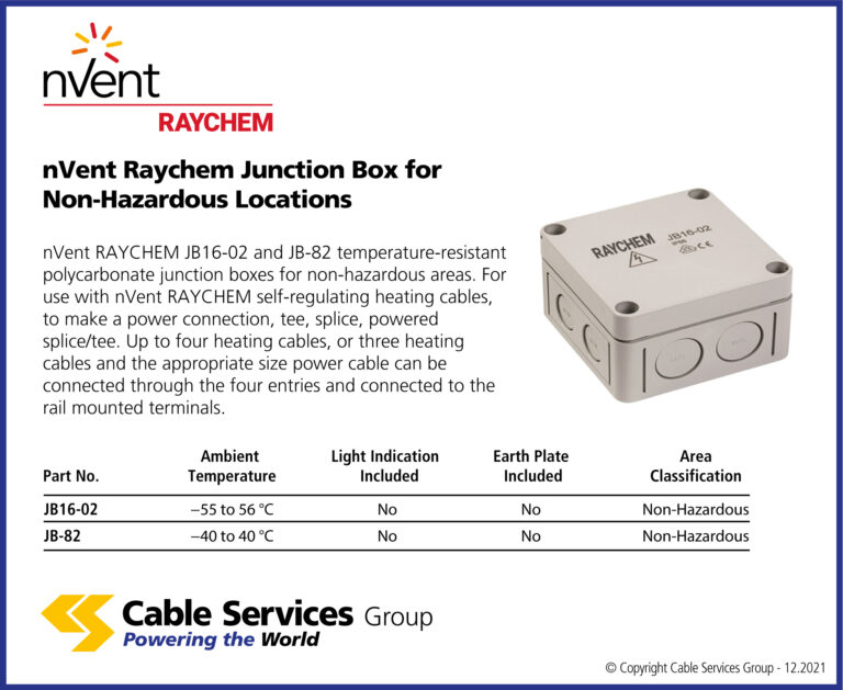 nVent Raychem Junction Box for Non-Hazardous Locations - Cable Services