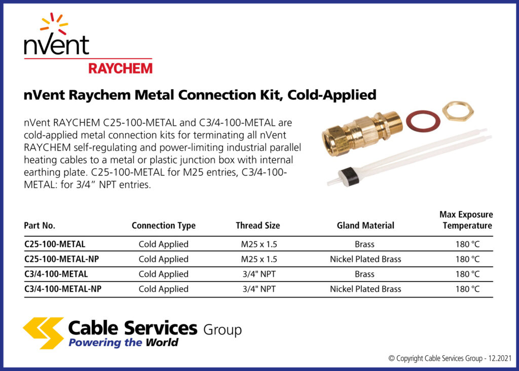 nVent Raychem Metal Connection Kit, Cold-Applied - Cable Services
