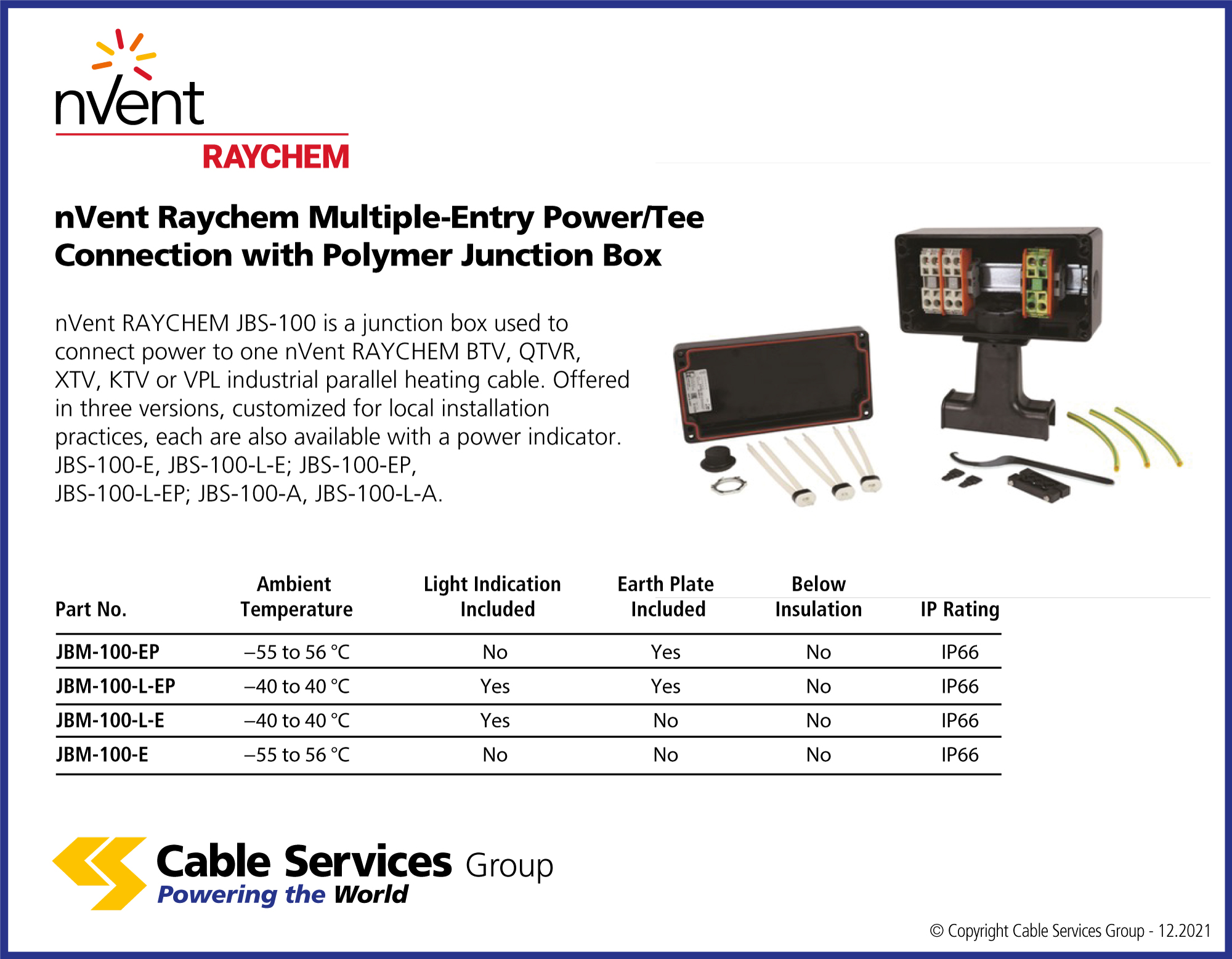 nVent Raychem Multiple-Entry Power/Tee Connection with Polymer Junction ...
