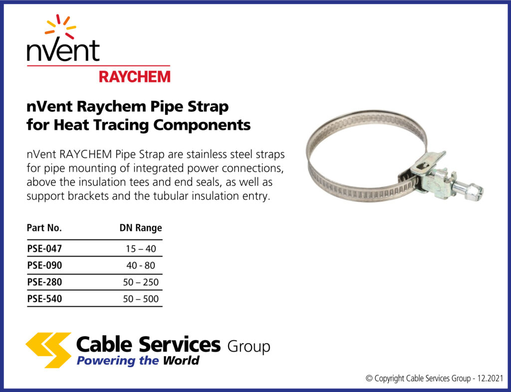 nVent Raychem Pipe Strap for Heat Tracing Components - Cable Services