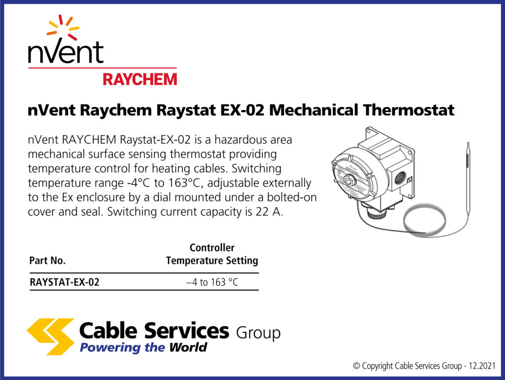 nVent Raychem Raystat EX-02 Mechanical Thermostat - Cable Services