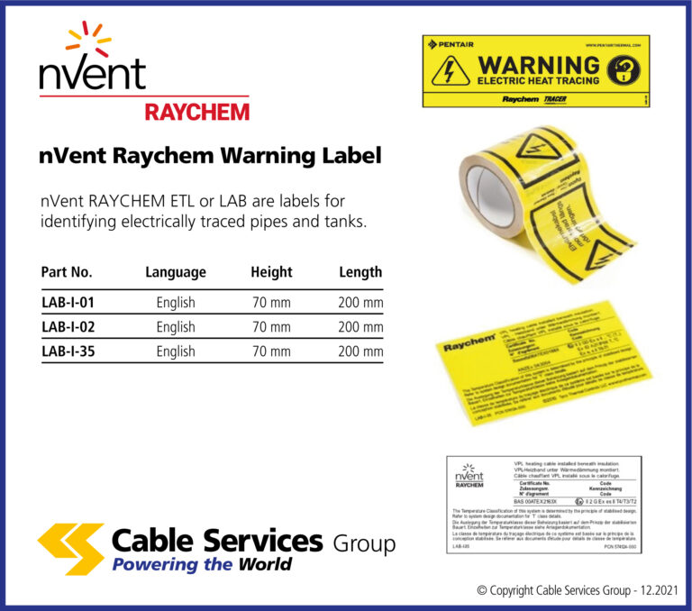 nVent Raychem Warning Label - Cable Services