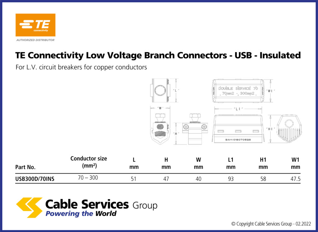 TE Connectivity Low Voltage Branch Connectors - USB - Insulated - Cable ...
