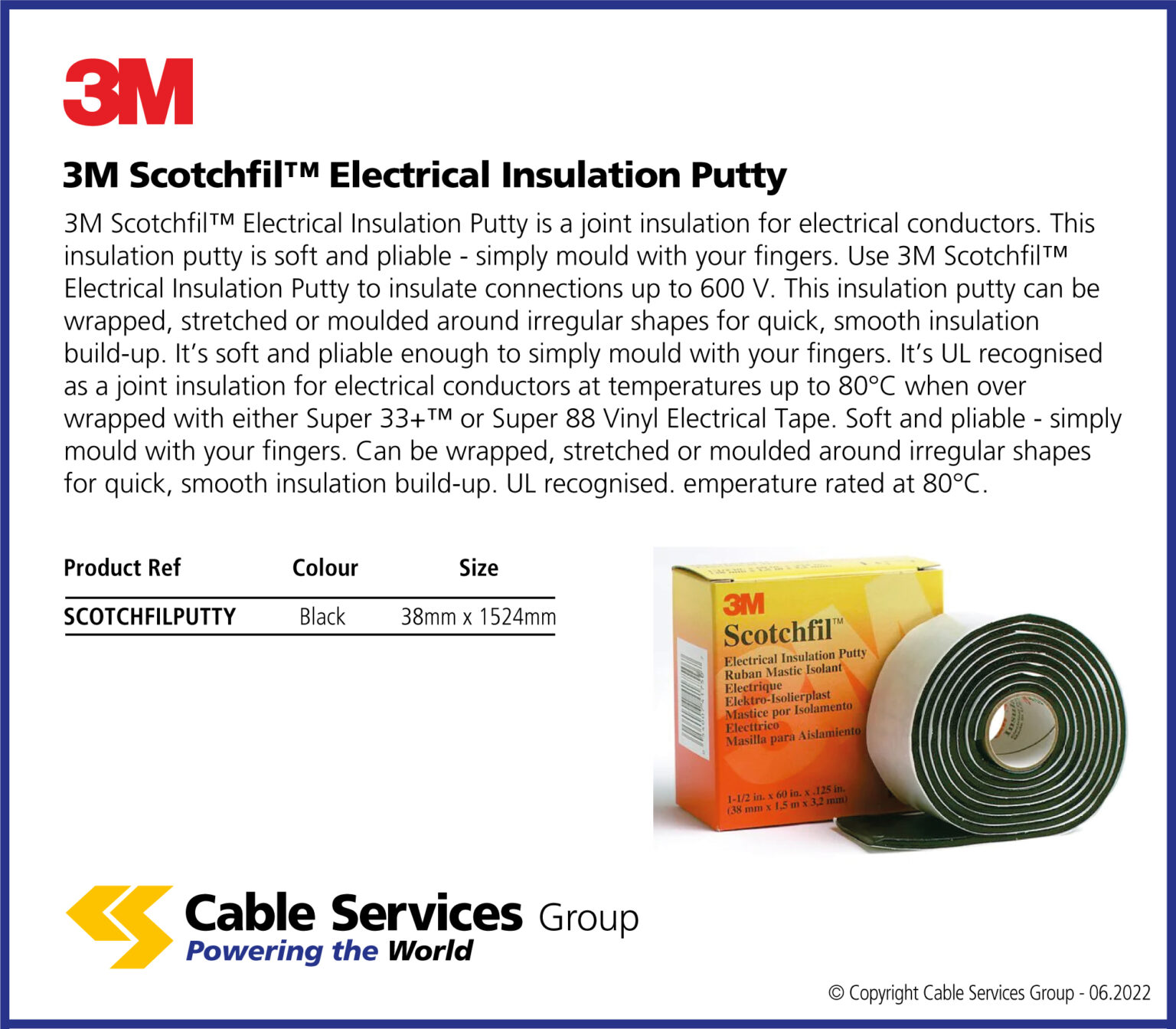 3M Scotchfil™ Electrical Insulation Putty - Cable Services