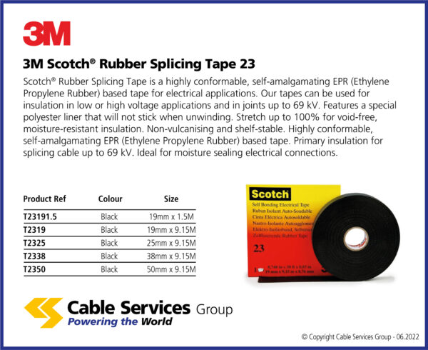 3M Scotch® Rubber Splicing Tape 23 - Cable Services