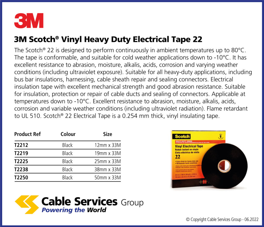 3M Scotch® Vinyl Heavy Duty Electrical Tape 22 - Cable Services