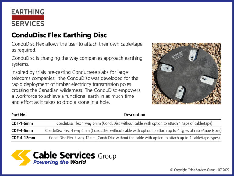 Earthing Services Condudisc Flex Earthing Disc - Cable Services