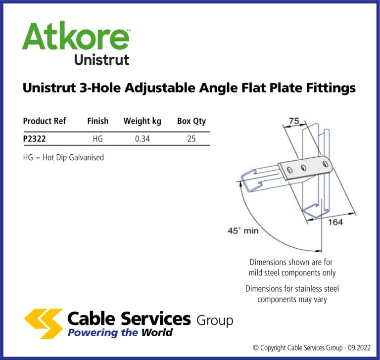 Unistrut Fittings - Adjustable Plate Fitting for Cable Management