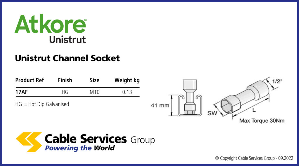 Unistrut Channel Socket - Cable Services