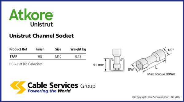 Unistrut Channel Socket - Cable Services