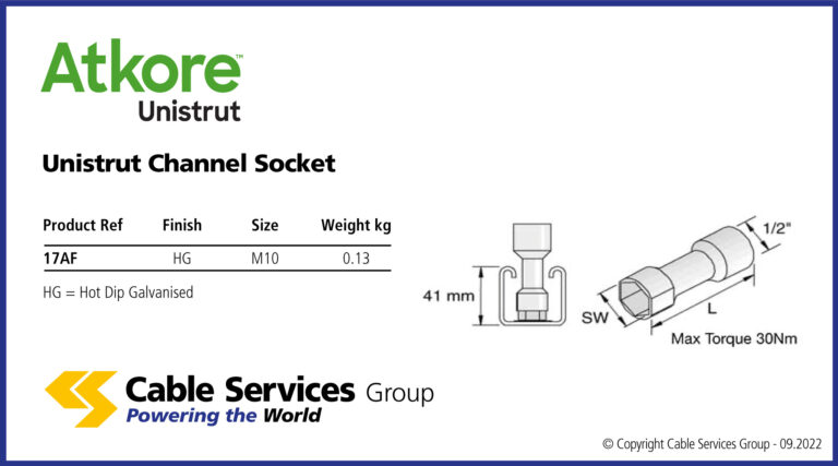 Unistrut Channel Socket - Cable Services