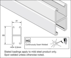 Unistrut Deep Plain Back to Back Channel 83 x 41mm - Cable Services