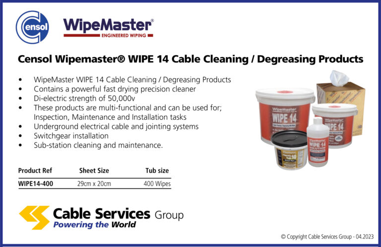 Censol Wipemaster® WIPE 14 Cable Cleaning / Degreasing Products - Cable ...