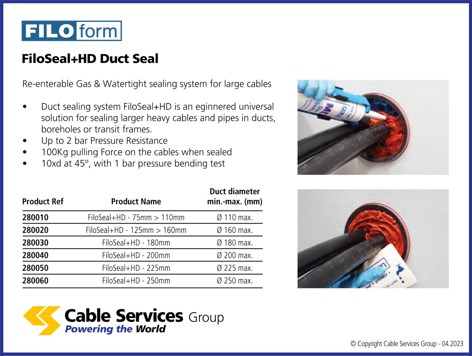 FiloSeal+HD Duct Seal - Cable Services