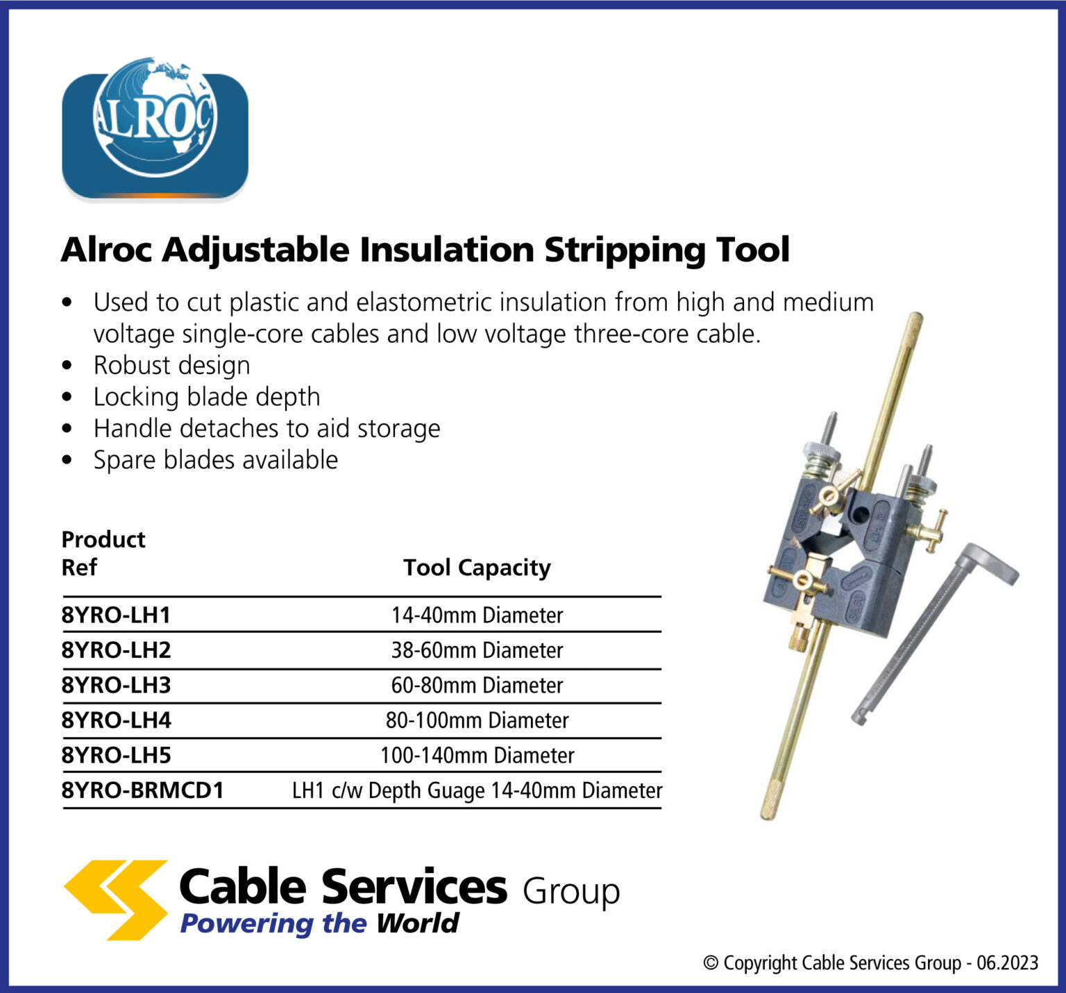 Alroc Adjustable Insulation Stripping Tool - Cable Services