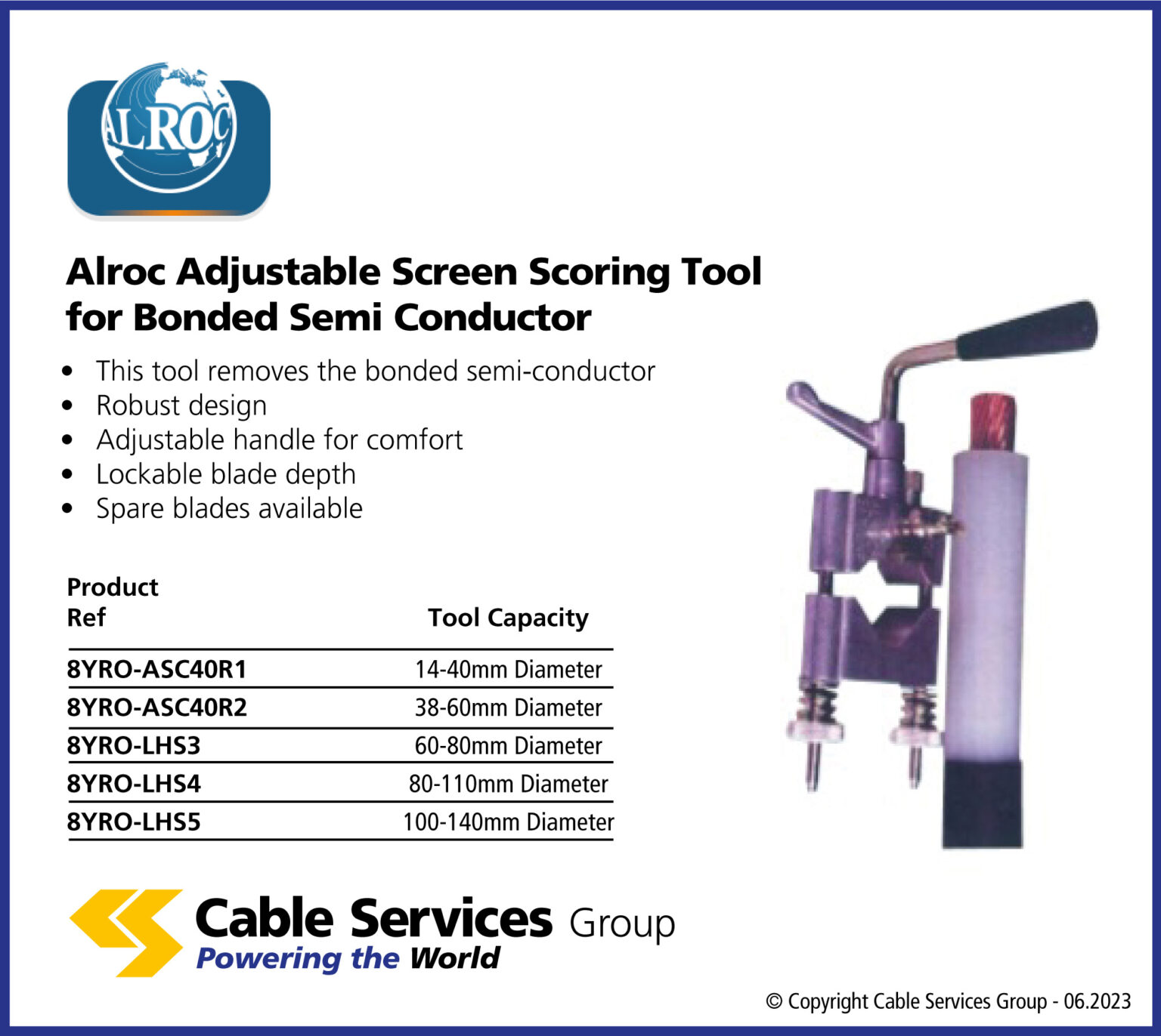 Alroc Adjustable Screen Scoring Tool for Bonded Semi Conductor - Cable ...