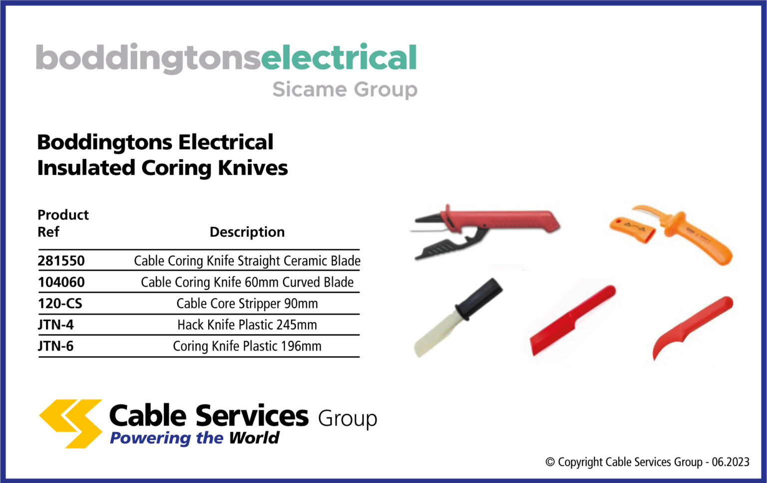 Boddingtons Electrical Insulated Coring Knives - Cable Services