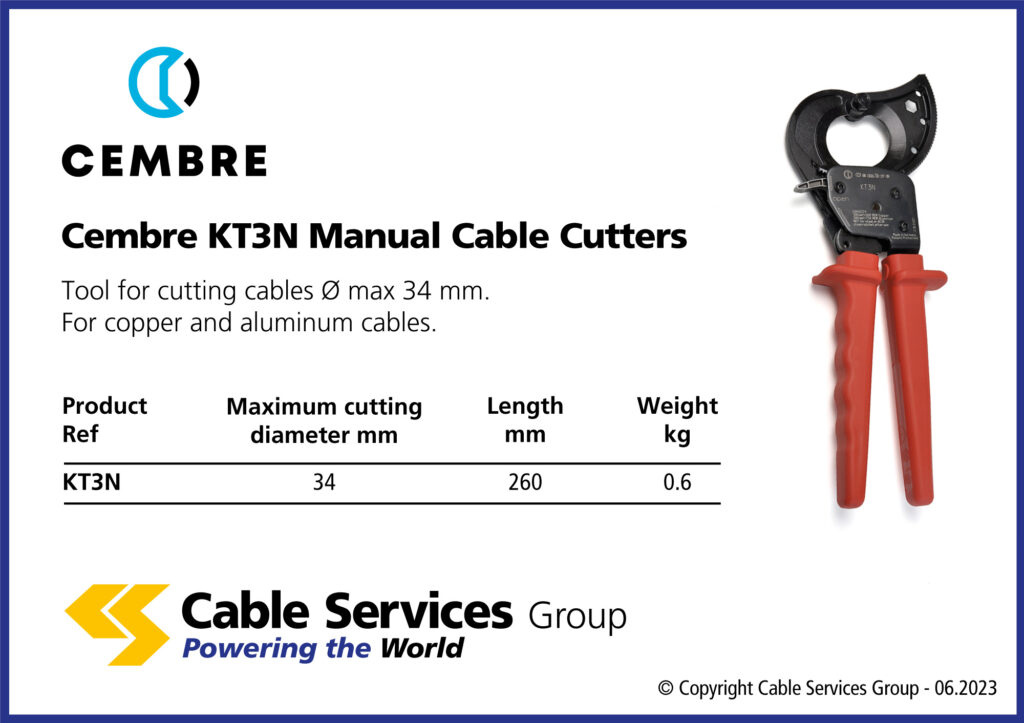 Cembre KT3N Manual Cable Cutters - Cable Services