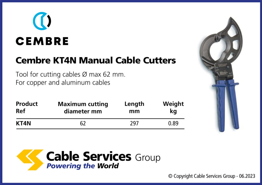 Cembre KT4N Manual Cable Cutters - Cable Services