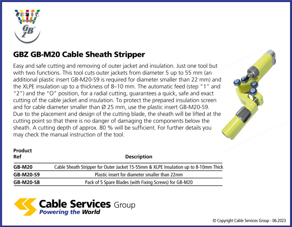 GBZ GB-M20 Cable Sheath Stripper - Cable Services