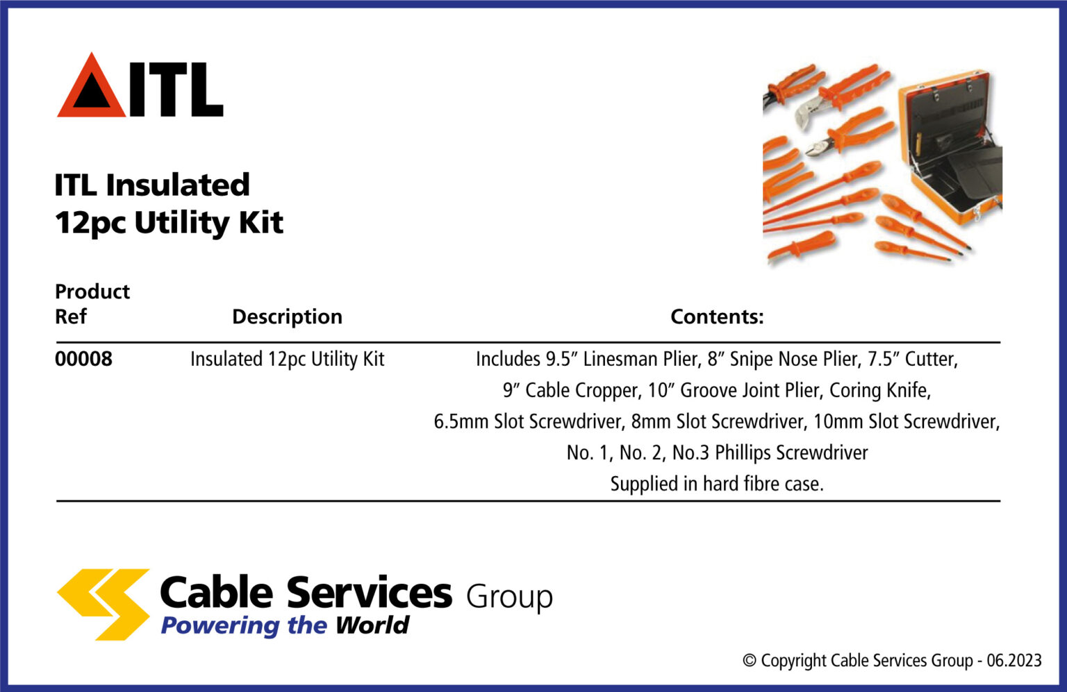 ITL Insulated 12pc Utility Kit - Cable Services