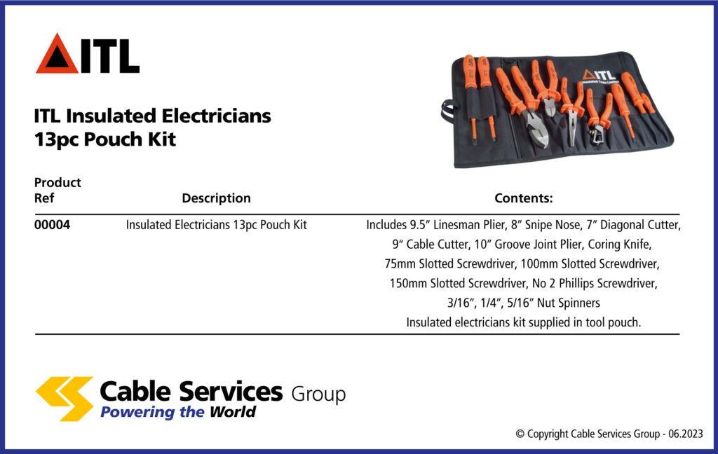 ITL Insulated Electricians 13pc Pouch Kit - Cable Services