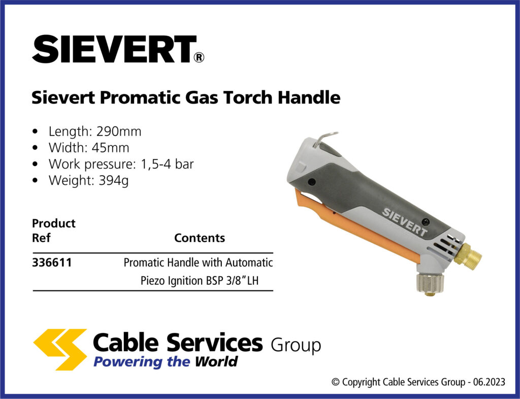 Sievert Promatic Gas Torch Handle 3366 - Cable Services