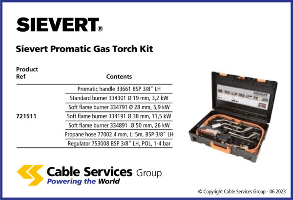 Sievert Promatic Gas Torch Kit - Cable Services