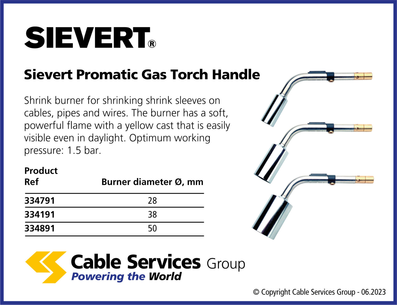 Sievert Promatic Gas Torch Soft Flame Burners - Cable Services