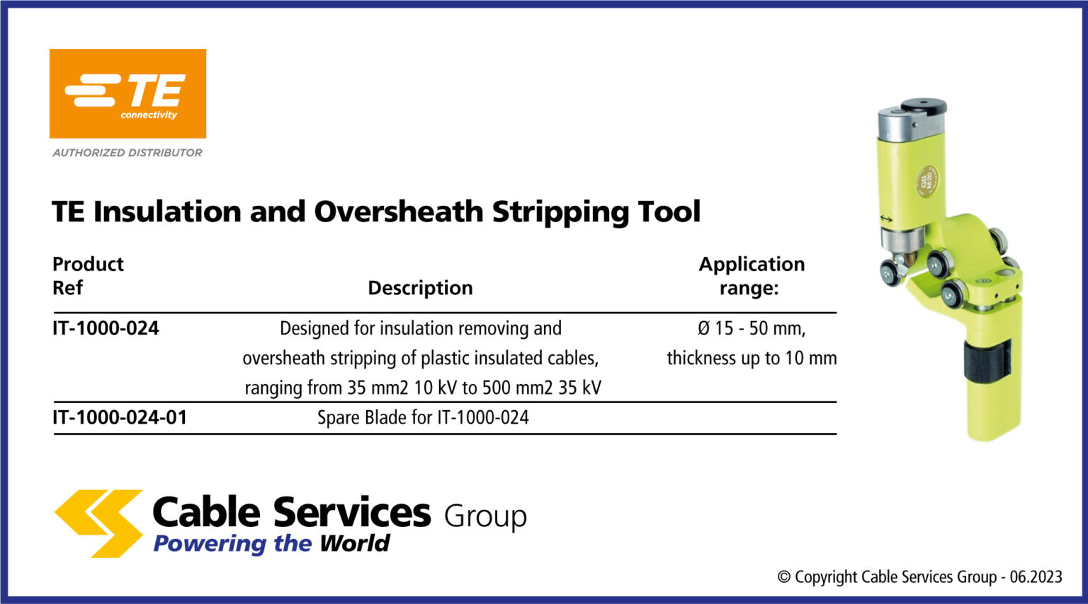TE Insulation and Oversheath Stripping Tool - Cable Services