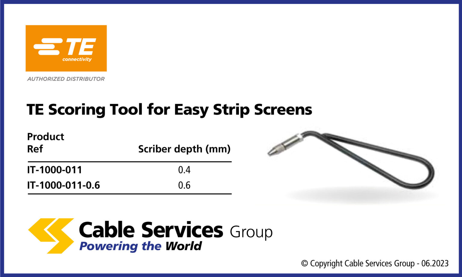 TE Scoring Tool for Easy Strip Screens - Cable Services